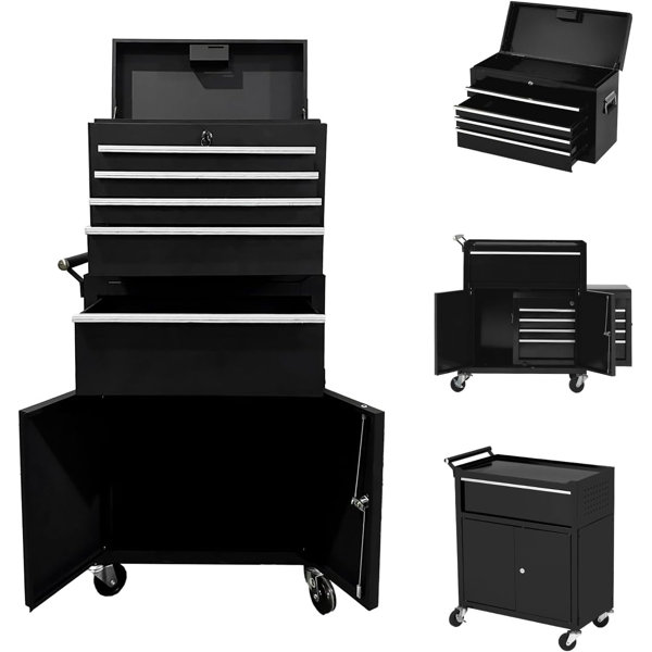 WFX Utility™ 5-Drawers Rolling Tool Chest, 2 In 1 Detachable Top Metal Tool Chest With Wheels ...